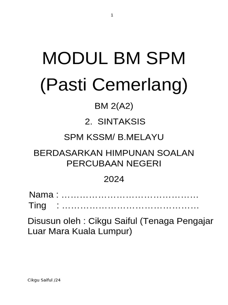 B. BM2(A2) - SINTAKSIS | PDF