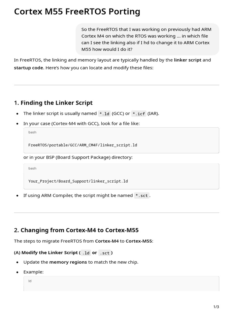 Cortex M55 FreeRTOS Porting | PDF | System Software | Software