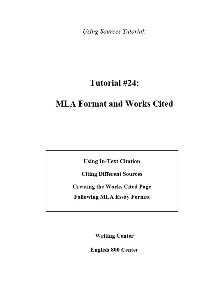 24 US MLAFormatWorksCited Final | PDF | Citation