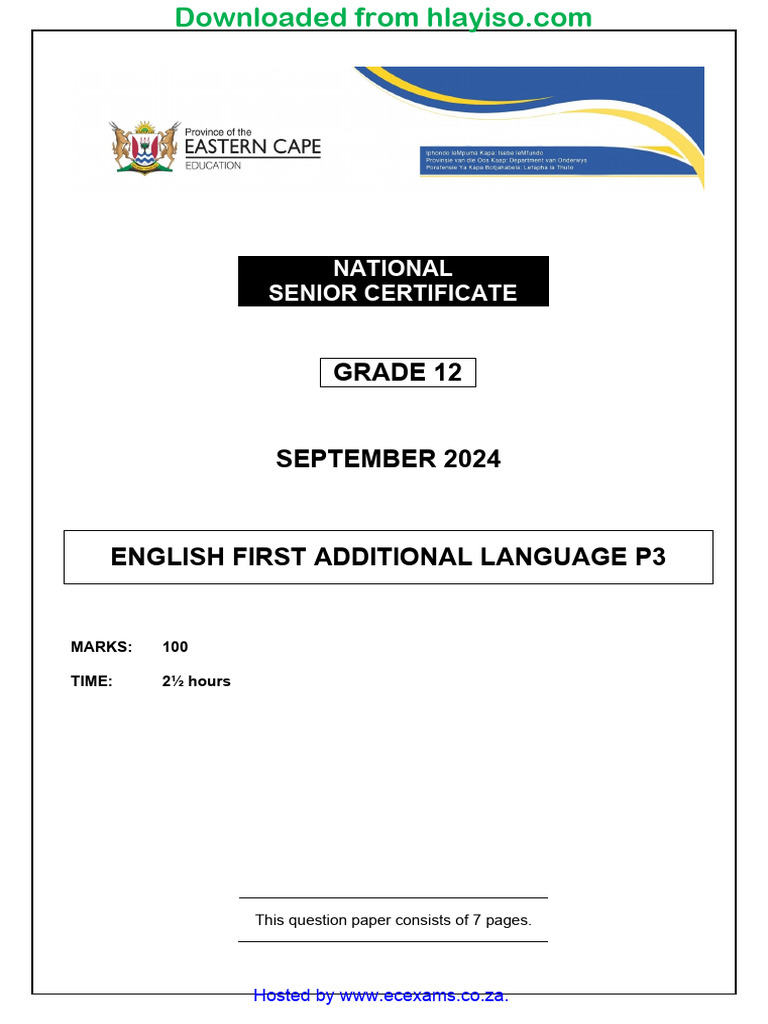 Grade 12 English P3 Exam Paper 2024 | PDF | Question | Human Communication