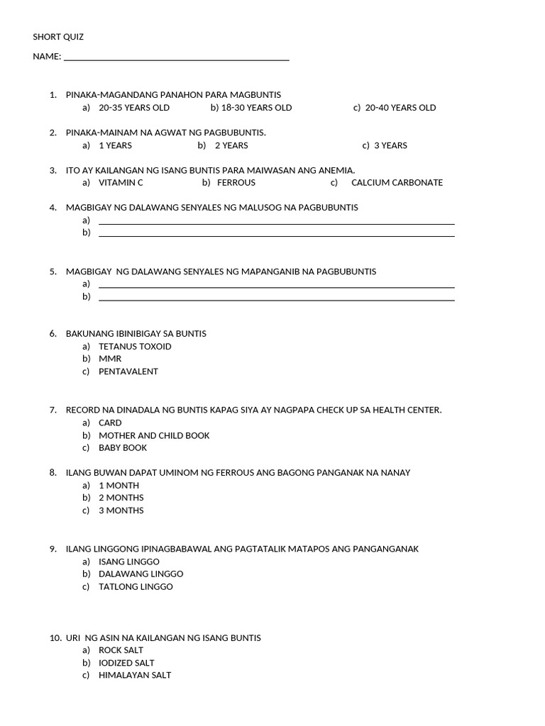 SHORT QUIZ - Module 2,3,4 | PDF