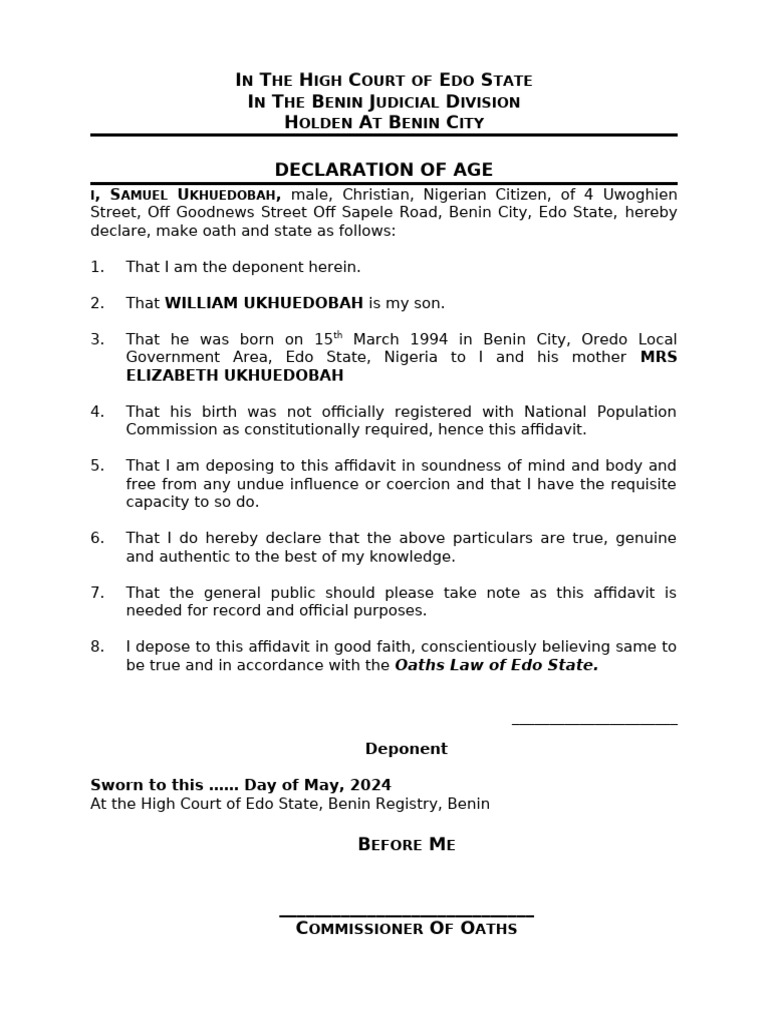Age Declaration | PDF