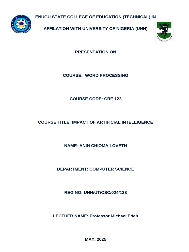 Chiomy Cre 123 Presentation | PDF | Artificial Intelligence | Intelligence (AI) & Semantics