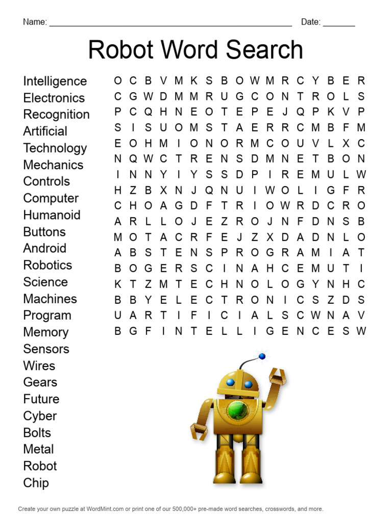 Robot Word Search c853 62f7b55b | PDF | Robot | Robotics