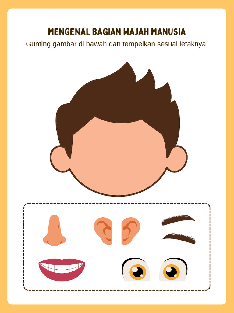 Kuning Ilustrasi Lembar Kerja Mengenal Bagian Wajah Manusia | PDF