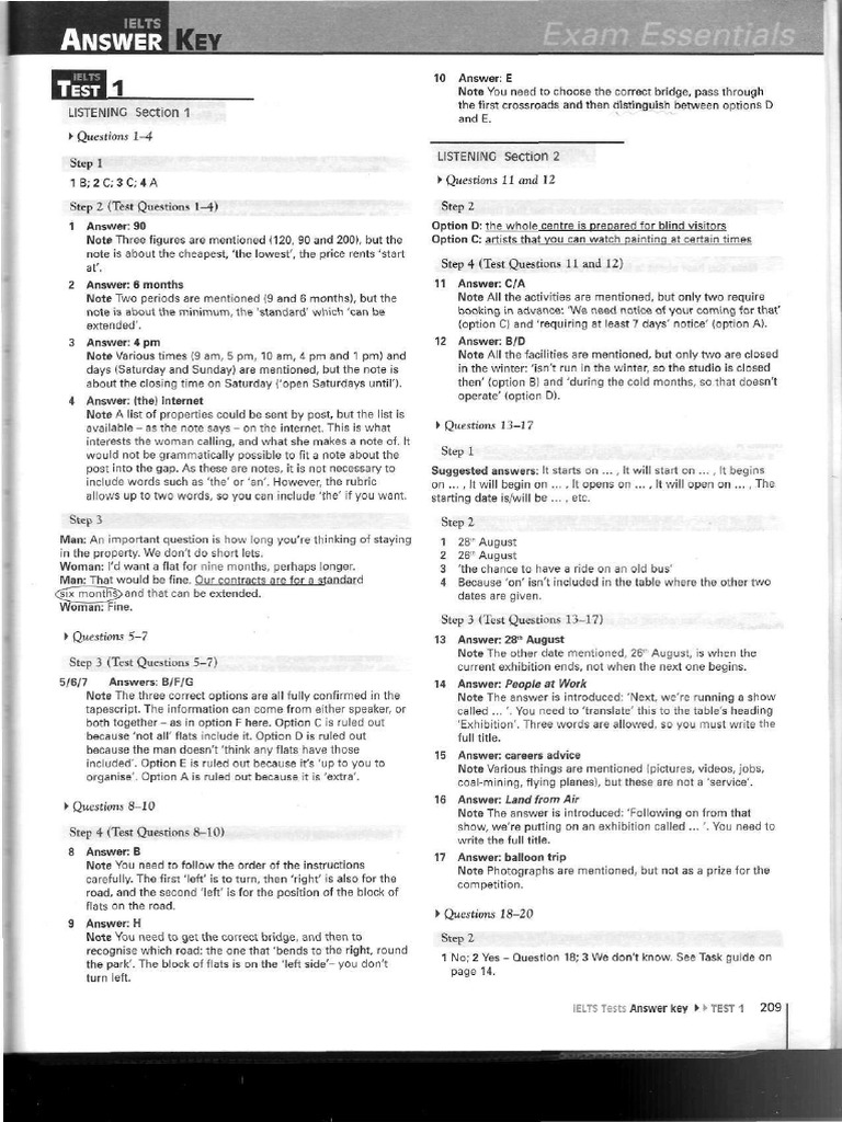 IELTS_TEST 1_Listening with guide_KEYS | PDF