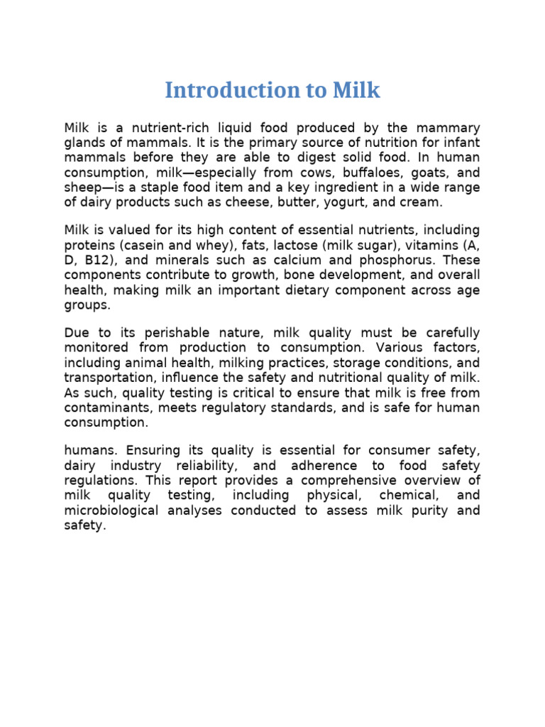 Introduction To Milk | PDF