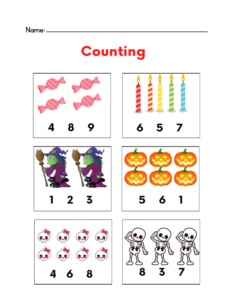 Colorful Cute Counting Bugs Mathematics Worksheet | PDF