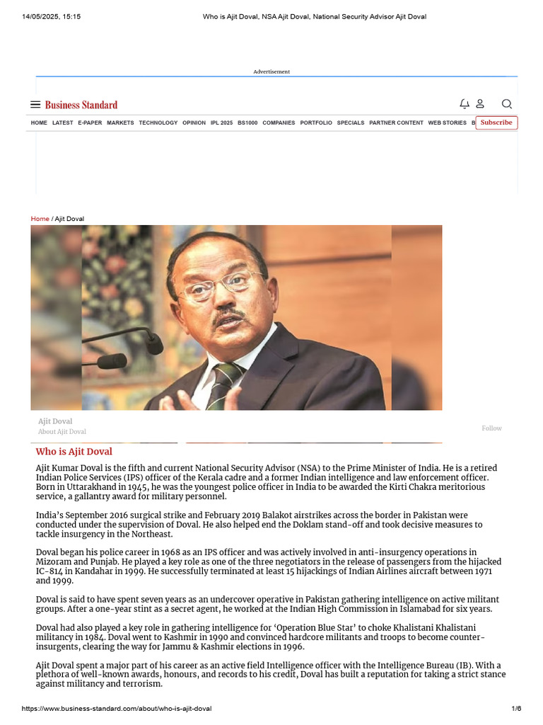 Who Is Ajit Doval, NSA Ajit Doval, National Security Advisor Ajit Doval ...