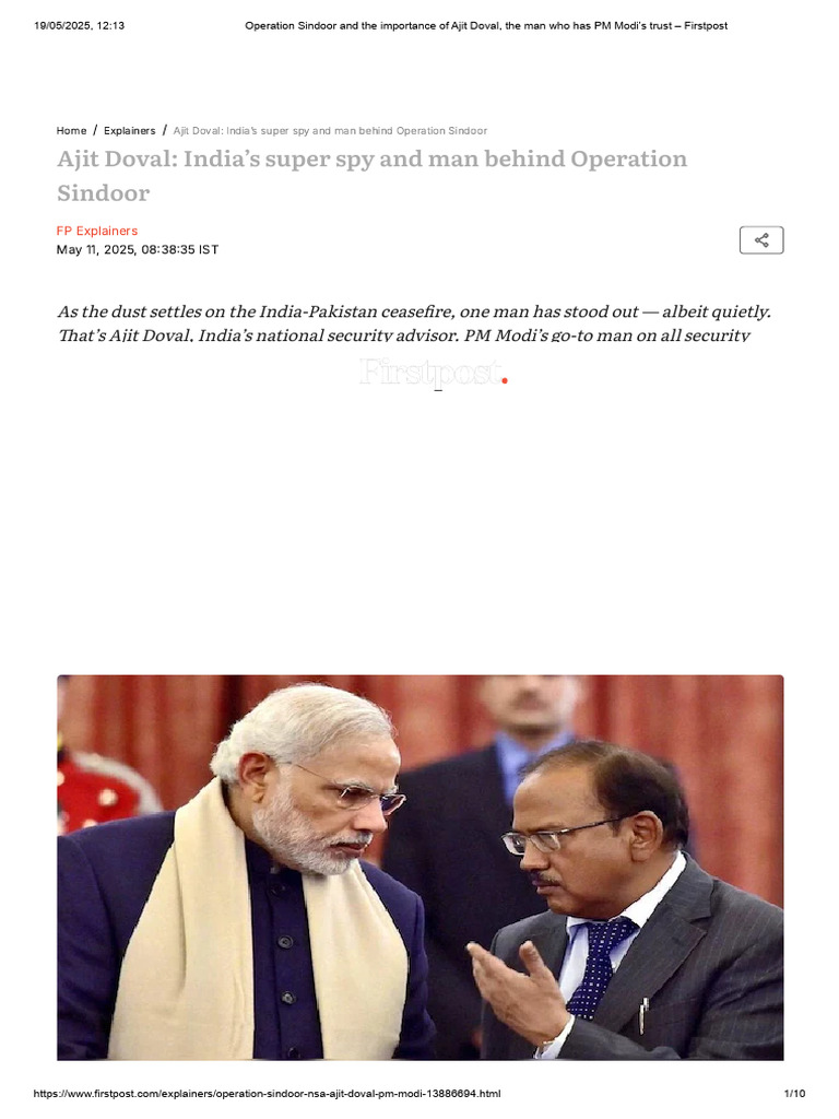 Operation Sindoor and The Importance of Ajit Doval, The Man Who Has PM Modi's Trust - Firstpost ...