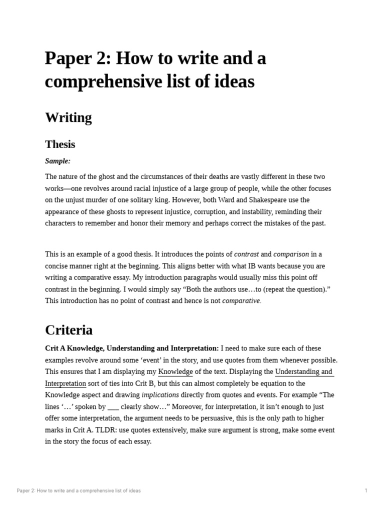 Comparative Essay Writing Guide | PDF | Macbeth | A Doll's House