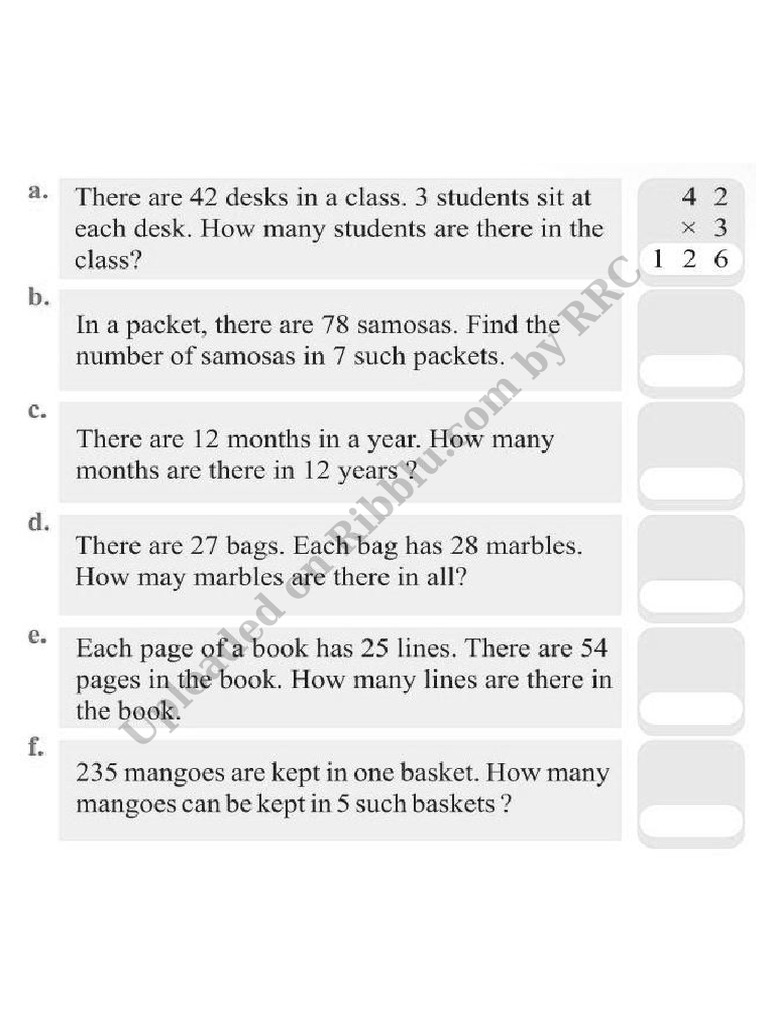 Multiplication Word Problems Worksheet Class 2 | PDF