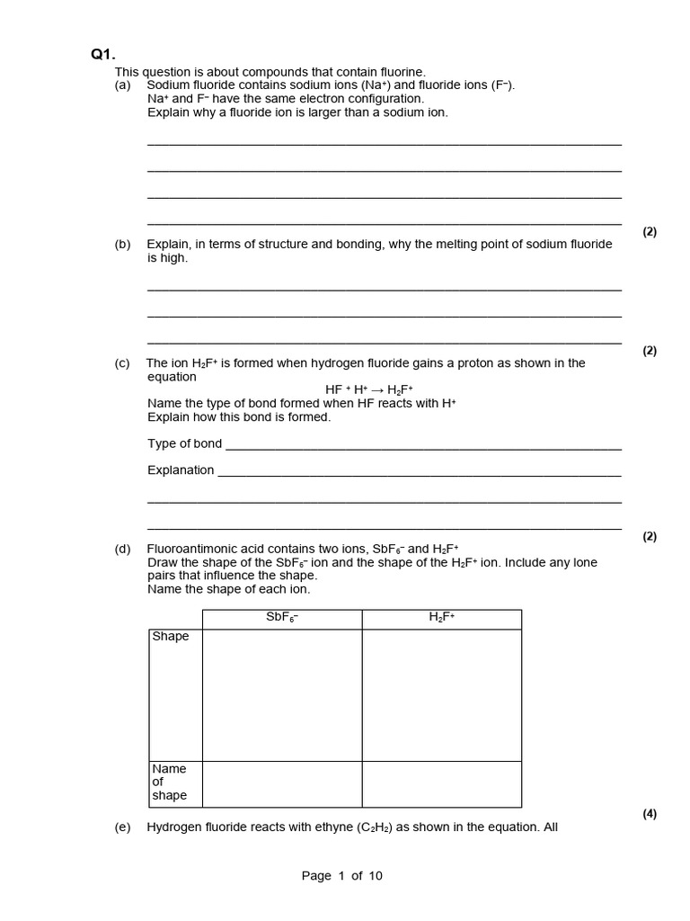 Fluorine Compounds and Group 2 Chemistry | PDF | Iodine | Chemical Bond