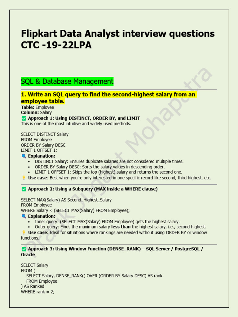 Flipkart Data Analyst Interview Questions 1747625566 | PDF | Data ...