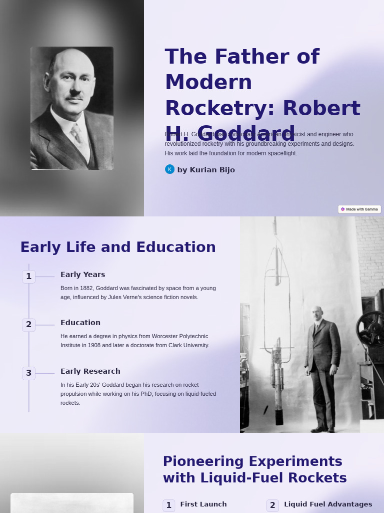 The Father of Modern Rocketry Robert H Goddard | PDF | Rocket | Liquid ...