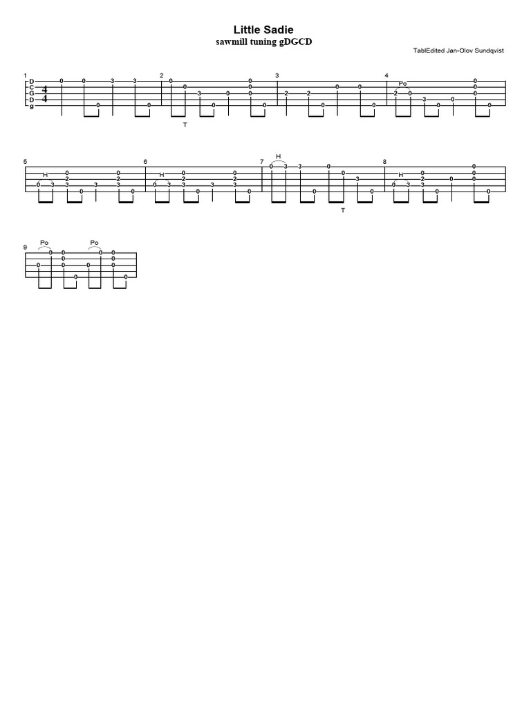 Little Sadie Banjo Tab in gDGCD | PDF