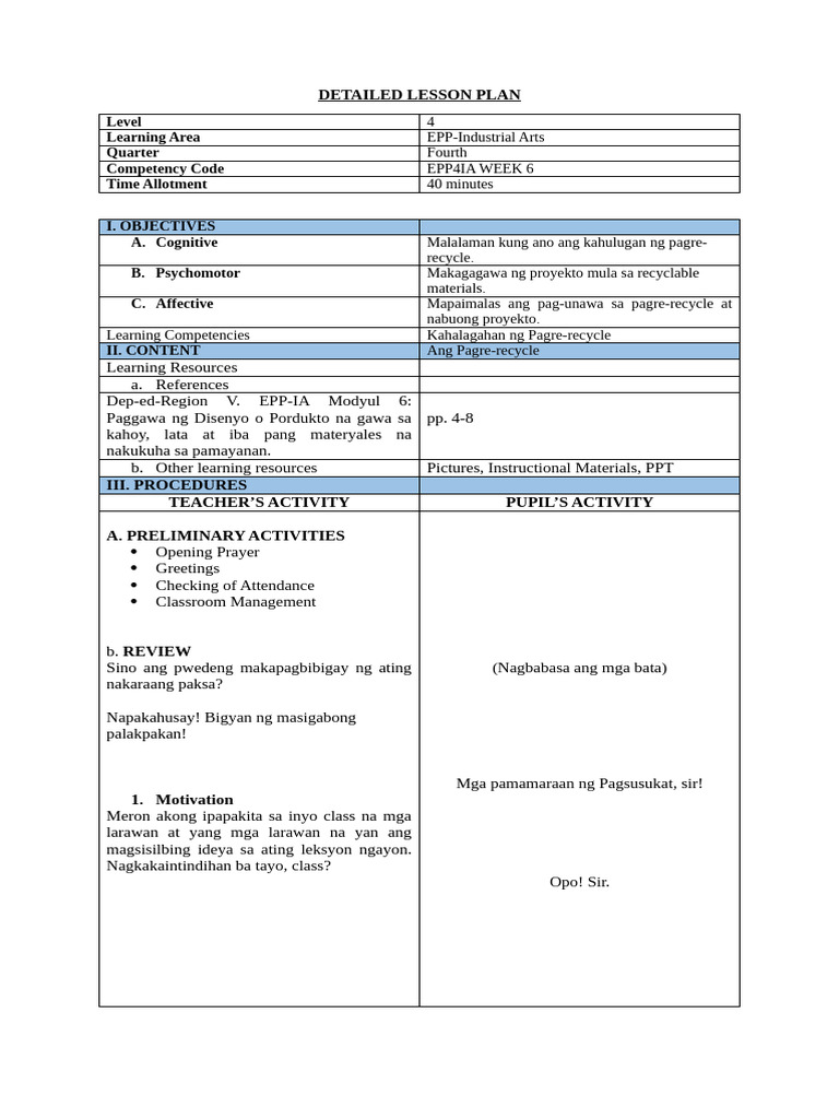 Final Detailed Lesson Plan 2025 (Elementary) | PDF