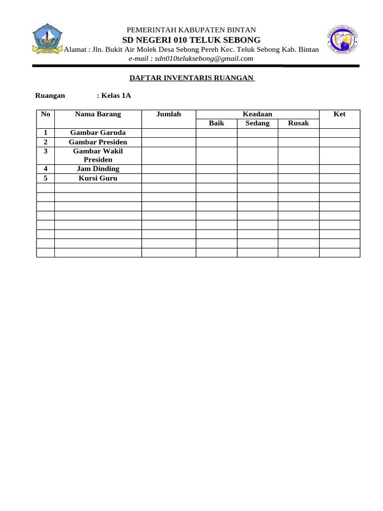 Data Inventaris Kelas | PDF