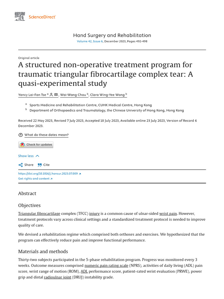 TFCC Tear: Non-Operative Rehab Protocol | PDF | Musculoskeletal System