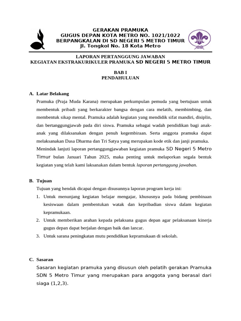 LPJ EKSKUL PRAMUKA BLN APRIL | PDF