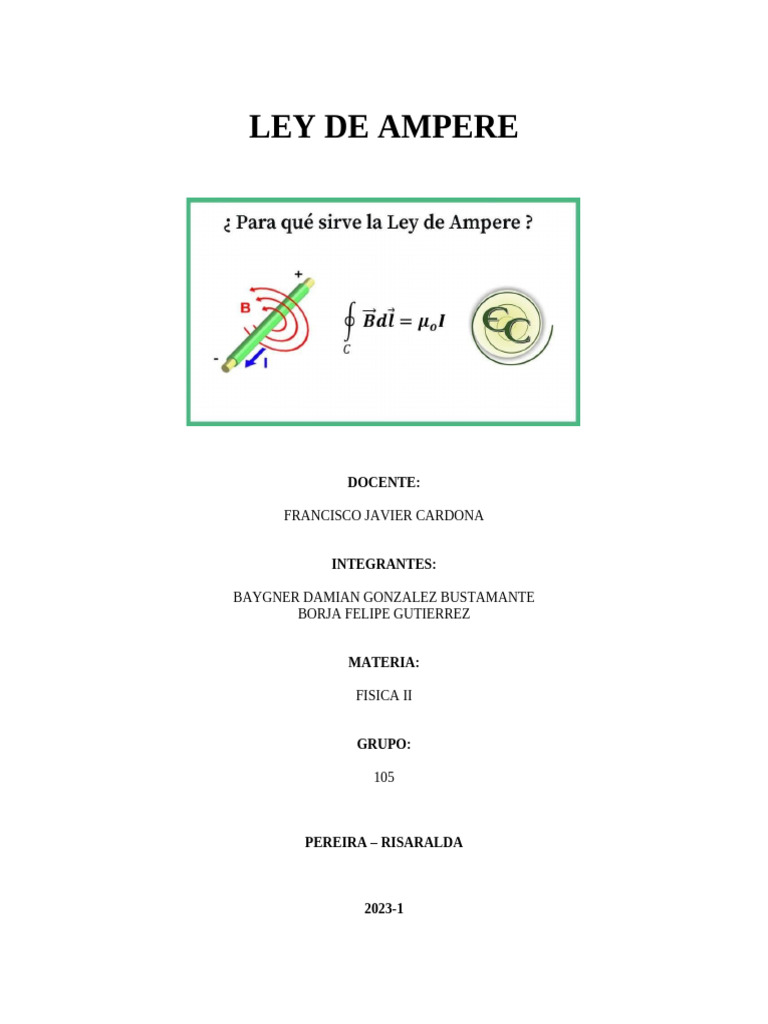 LEY DE AMPERE | PDF | Corriente eléctrica | Campo magnético