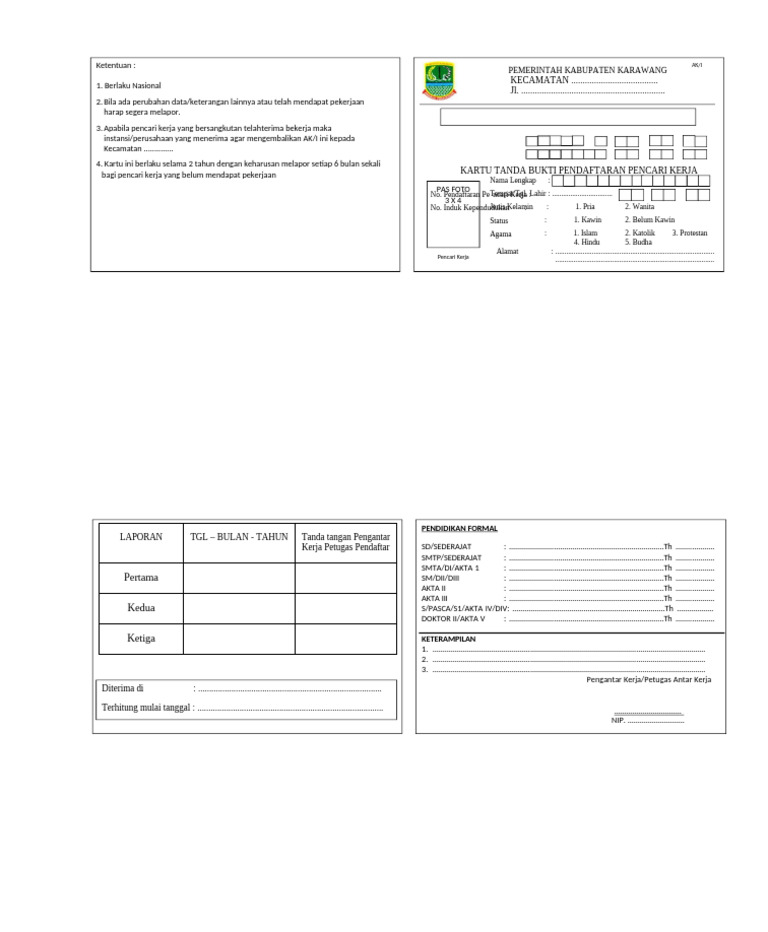 Contoh Surat Kuning Pencari Kerja | PDF