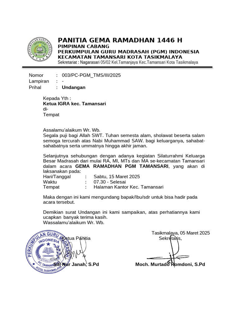 Surat Undangan GR PGM | PDF