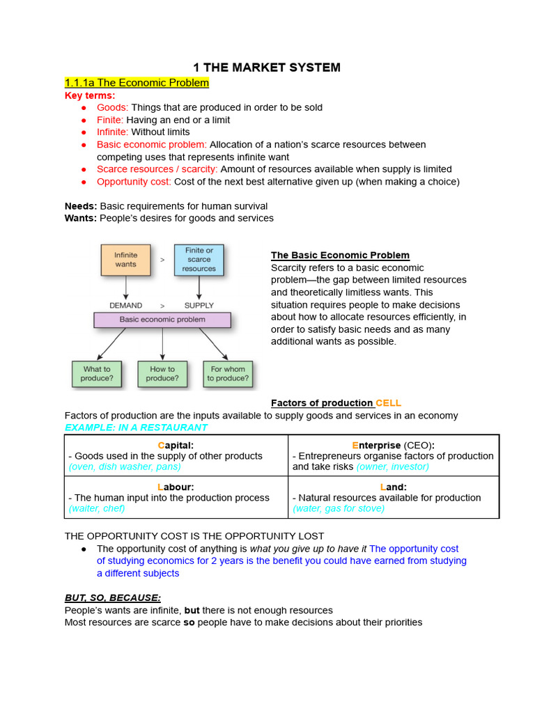 ECONOMICS 1 The Market System | PDF | Economic Equilibrium | Demand