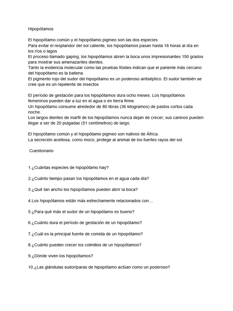 Hipopótamos | PDF