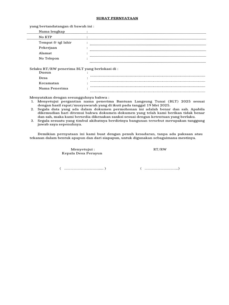 Surat Pernyataan IMB | PDF