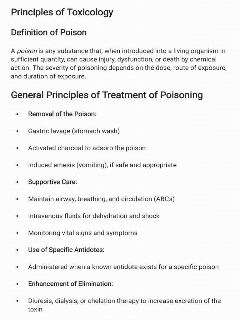 UNIT 4 Principles of Toxicology | PDF