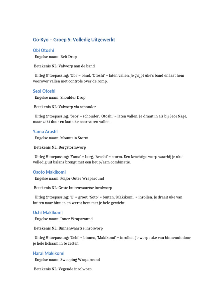Go-Kyo Groep5 Uitgebreid | PDF