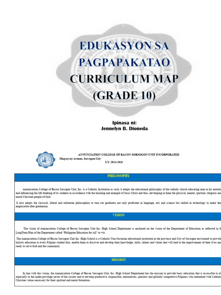ESP Curriculum Map 10 | PDF