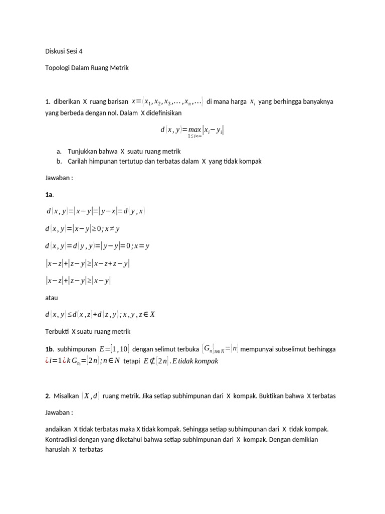 Topologi Ruang Metrik dan Kompakti | PDF
