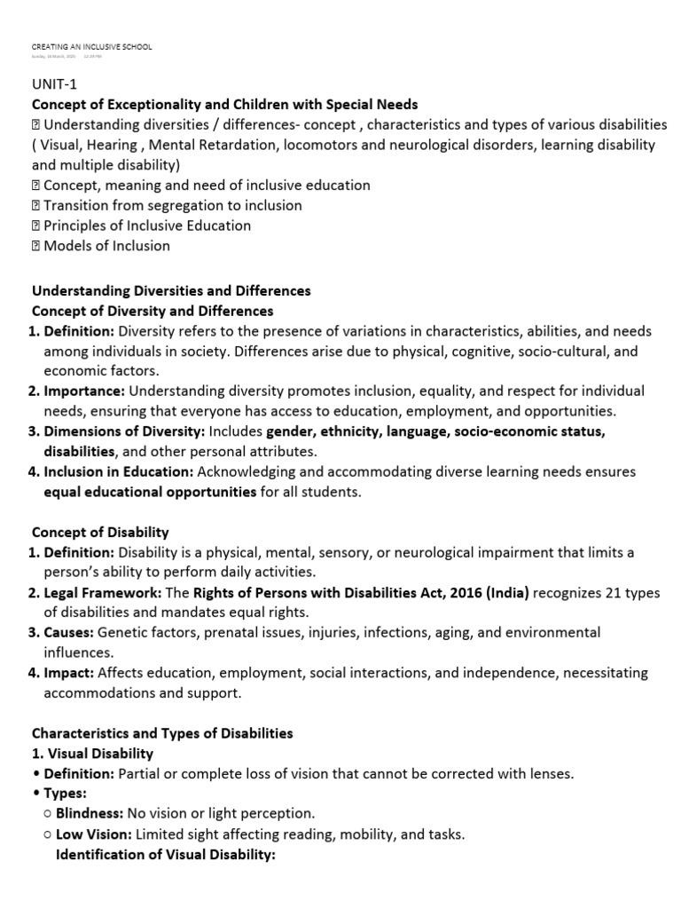 Creating An Inclusive School | PDF | Intellectual Disability | Hearing Loss