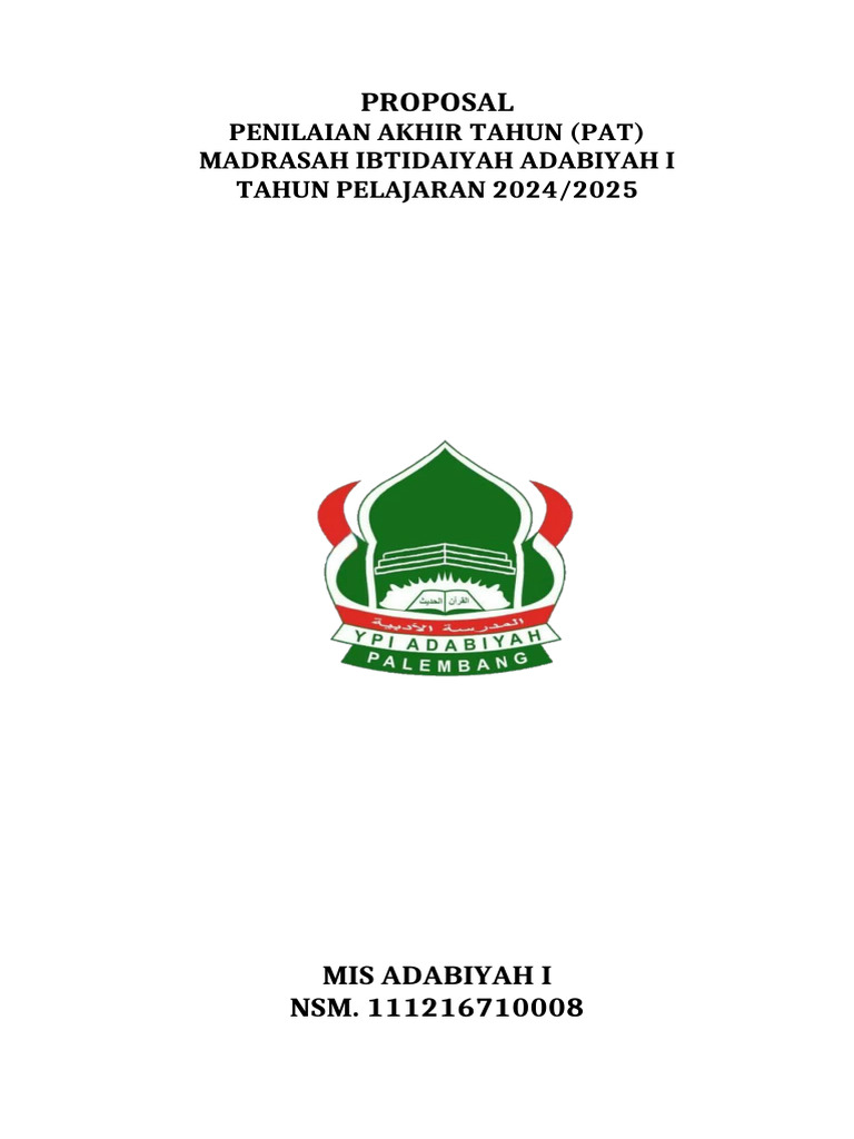 Proposal PAT Madrasah Adabiyah I 2024/2025 | PDF