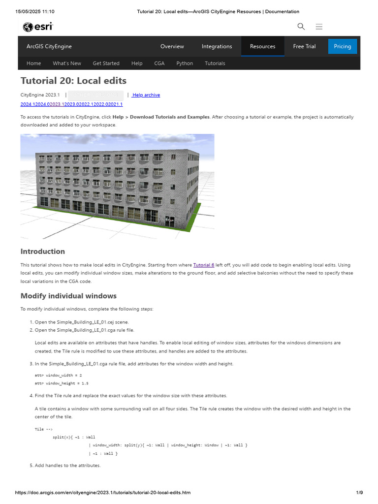 Tutorial 20 - Local edits-ArcGIS CityEngine Resources - Documentation | PDF | Computing | Software