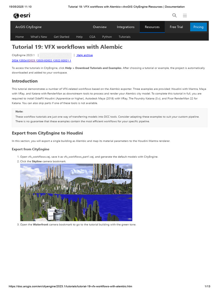 Tutorial 19 - VFX Workflows With Alembic-ArcGIS CityEngine Resources - Documentation | PDF ...
