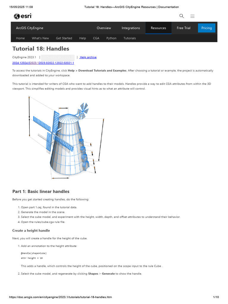 Tutorial 18_ Handles—ArcGIS CityEngine Resources _ Documentation | PDF
