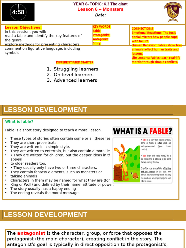 Unit 6 Monsters. The fable | PDF | Fable | Psychology