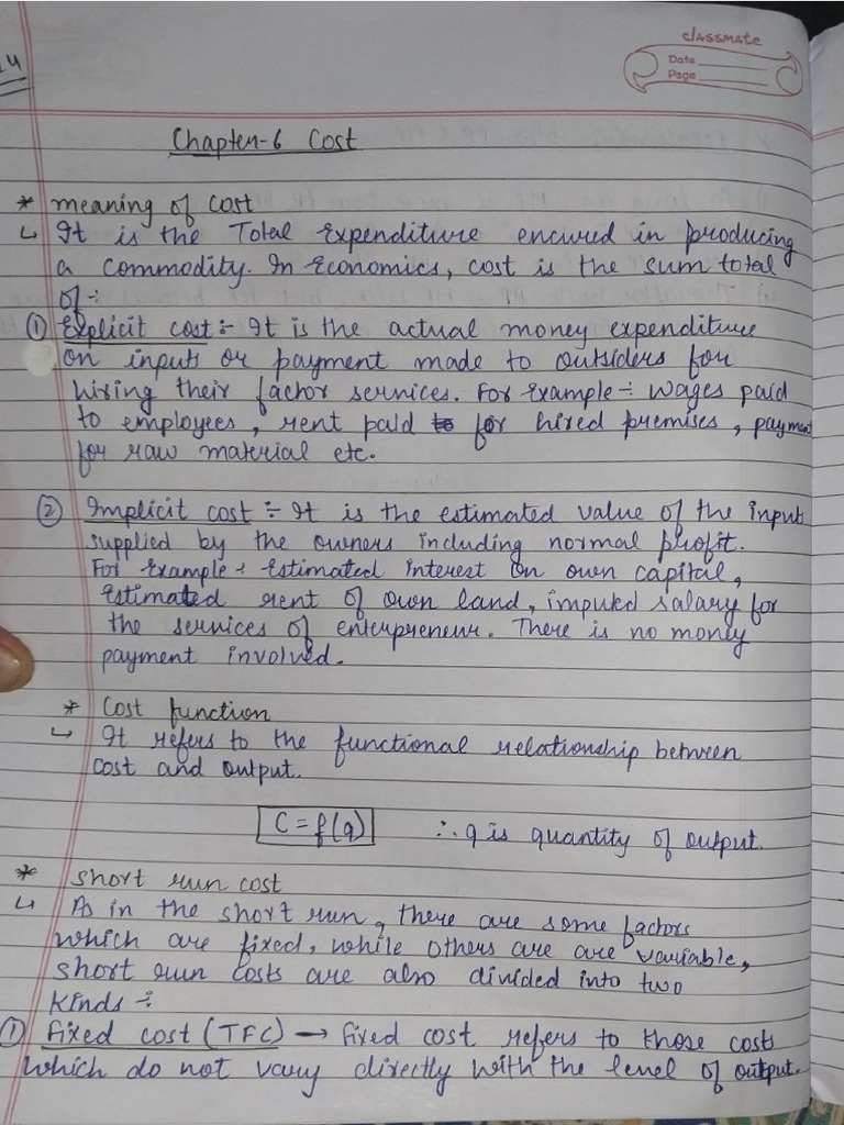 Chapter-6 Cost (Microeconomics) | PDF