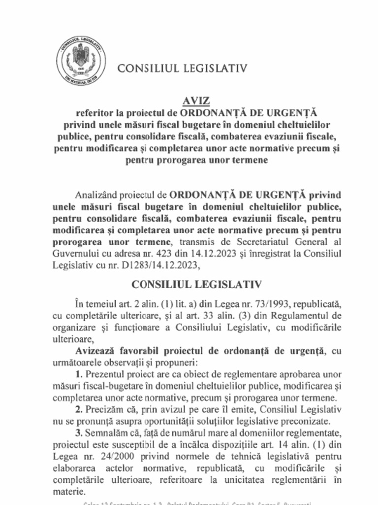 AVIZ CL Ordonanta 1191 | PDF