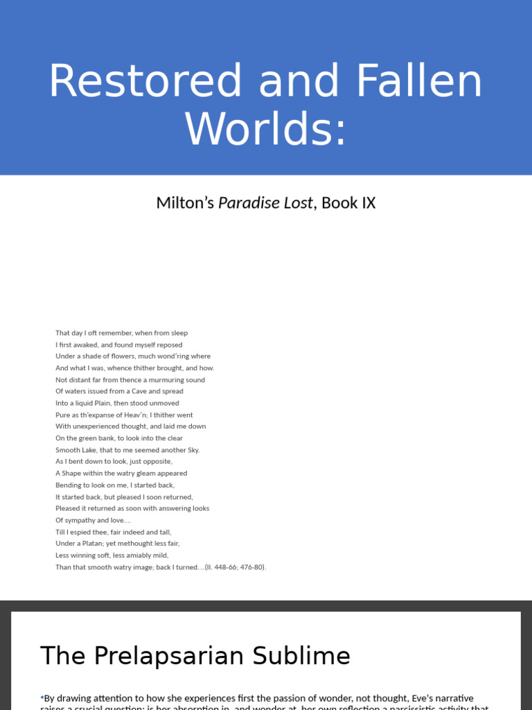 Restored and Fallen Worlds Book IX | PDF | Rhetoric | John Milton