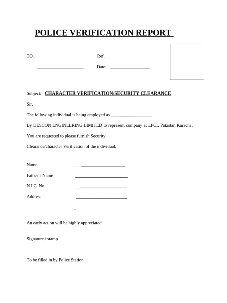 Police Verification Form | PDF