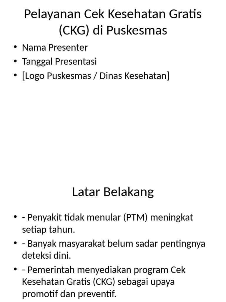 Pelayanan CKG Puskesmas | PDF