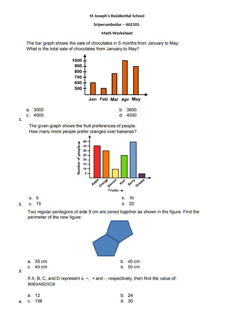Math Worksheet For Grade 6 | PDF