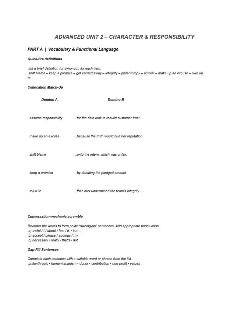Character and Responsibility in Review | PDF | Philanthropy | Integrity