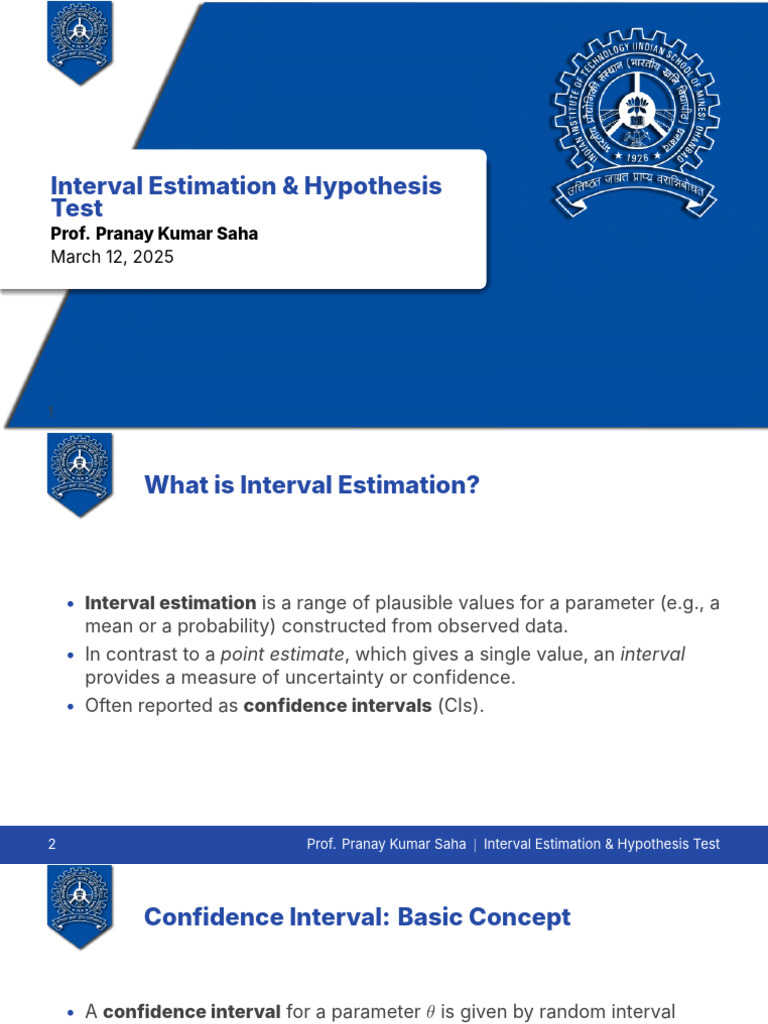 Interval Estimation Hypothesis Test Compressed | PDF | Statistical ...