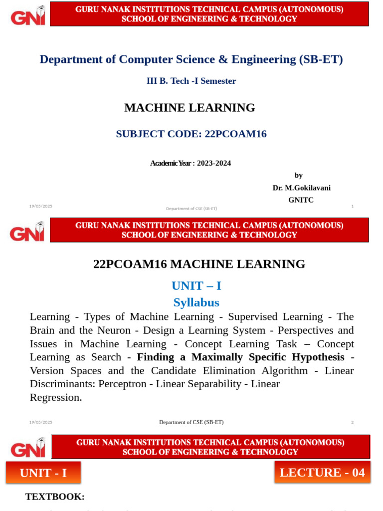 22PCOAM16 - Machine Learning - Session 4 Find-S Hypothesis | PDF ...