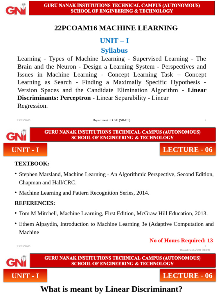 22PCOAM16 - Machine Learning - Session 6 Preceptrons | PDF | Machine Learning | Support Vector ...